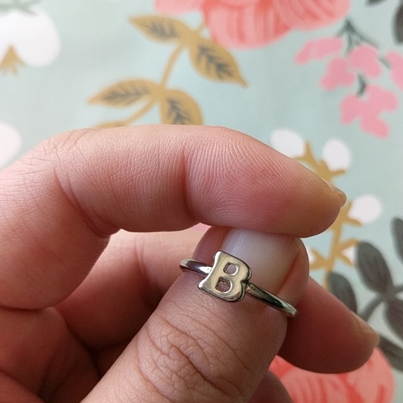 BaubleBar | Jewelry | Nwot Letter Silver B Stackable Personalized Ring ...
